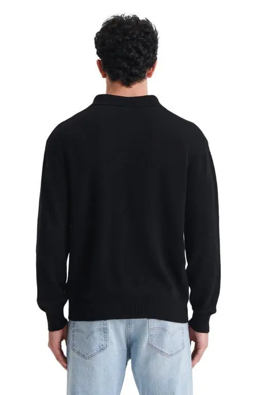 Naadam Lightweight Cashmere Relaxed Polo - Black
