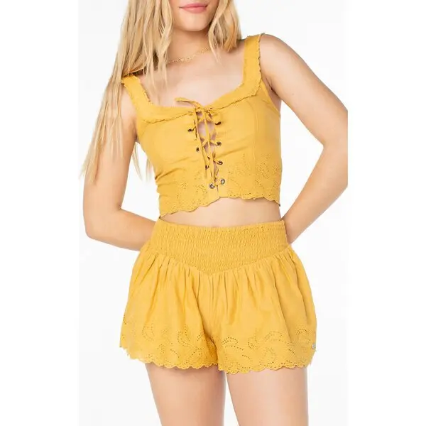 Roxy Hazel Lace-up Cotton Crop Tank