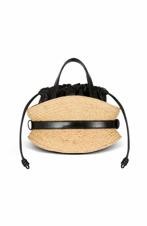 Balmain Shuffle Mini Bag In Raffia - Brown