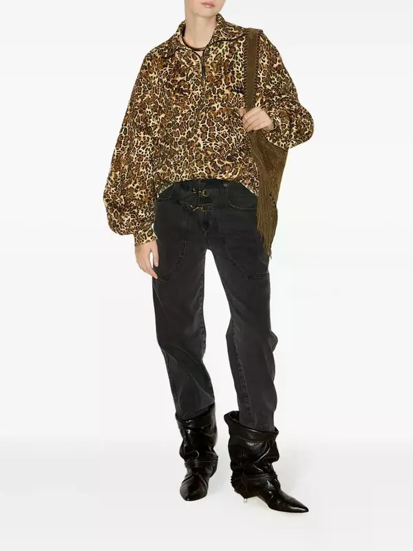 Isabel Marant Étoile Wilda Embroidered Animal Print Sweatshirt