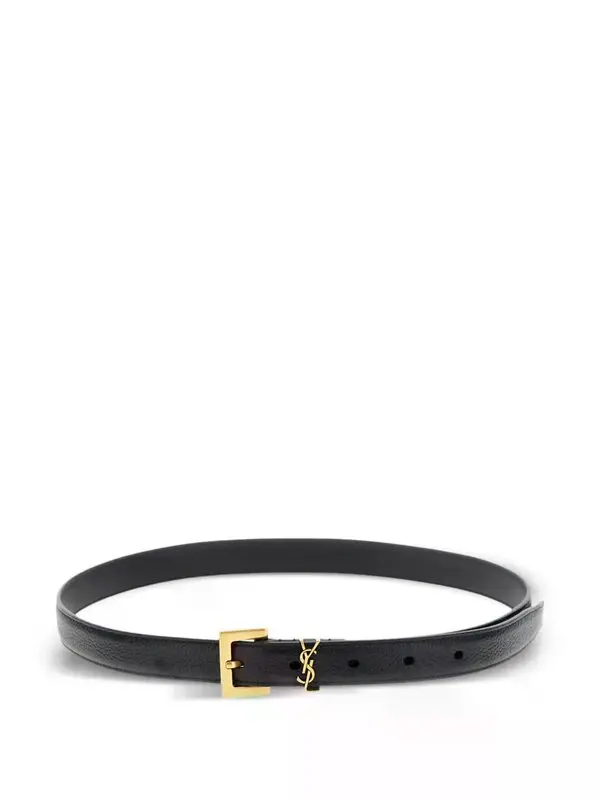 Saint Laurent Cassandre Leather Belt - Black