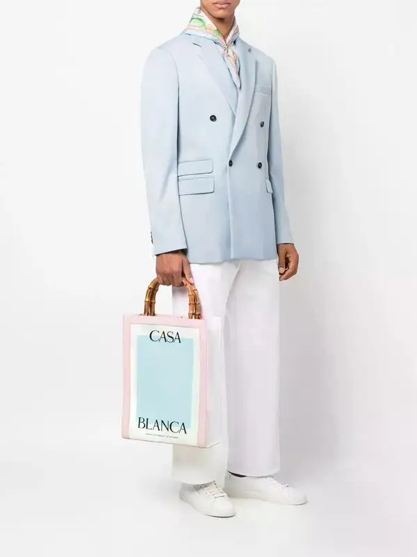 Casablanca Logo-print Bamboo-handle Tote Bag