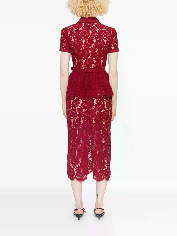 SELF-PORTRAIT Lace Peplum Midi Dress