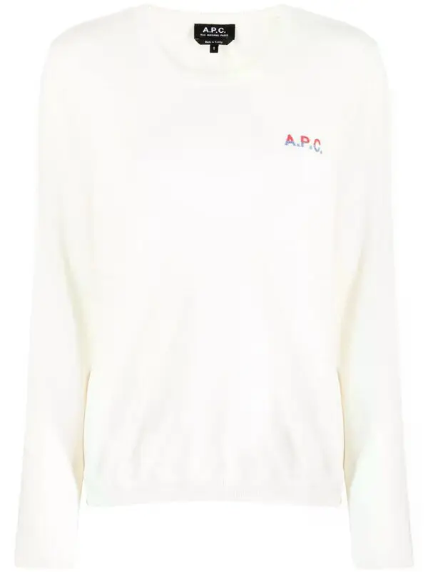 A.p.c. Logo-embroidered Cotton Jumper - Neutrals