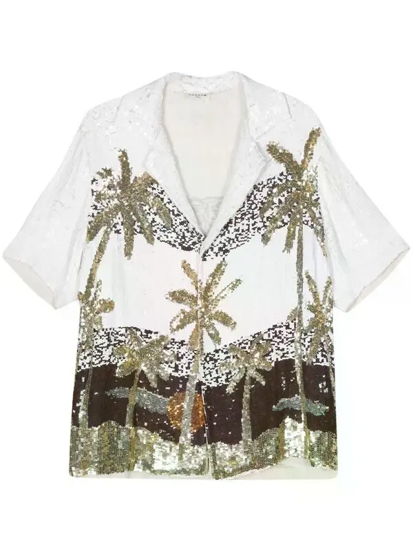 P.a.r.o.s.h Palm Tree-print Sequin-embellished Shirt