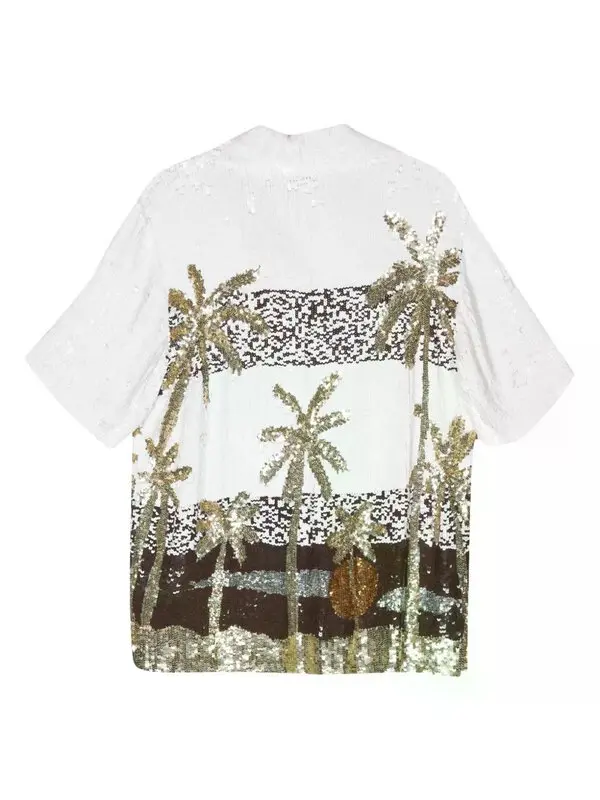 P.a.r.o.s.h Palm Tree-print Sequin-embellished Shirt