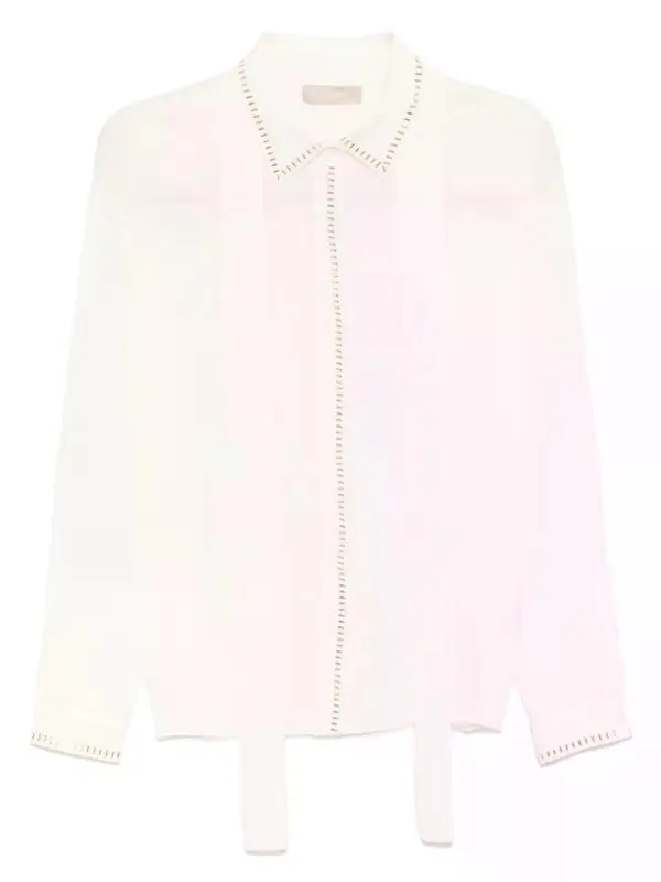 Elie Saab Stud-embellished Silk Shirt - White