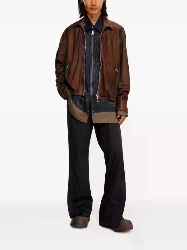 DIESEL® Logo-print Zip-up Shirt