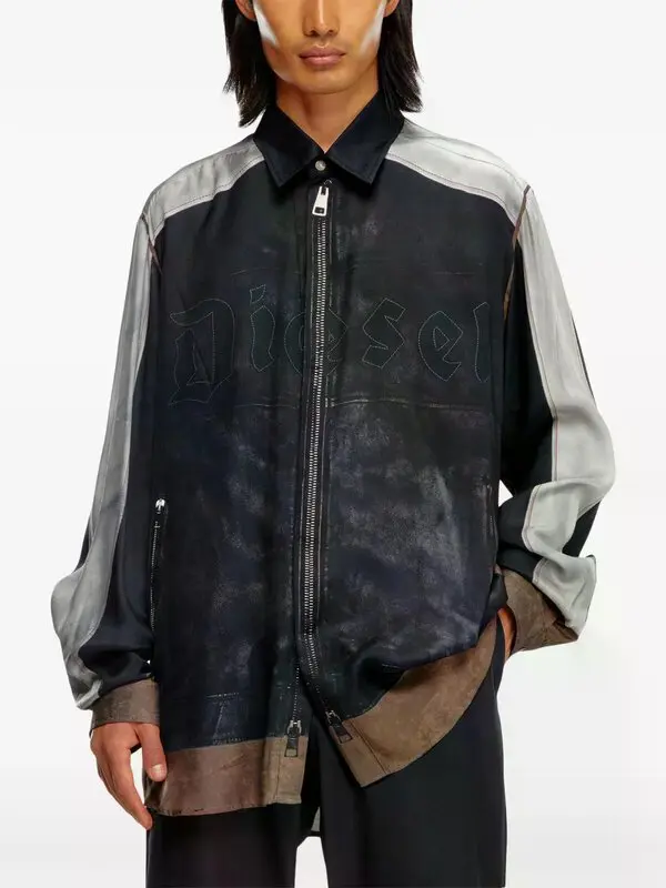 DIESEL® Logo-print Zip-up Shirt