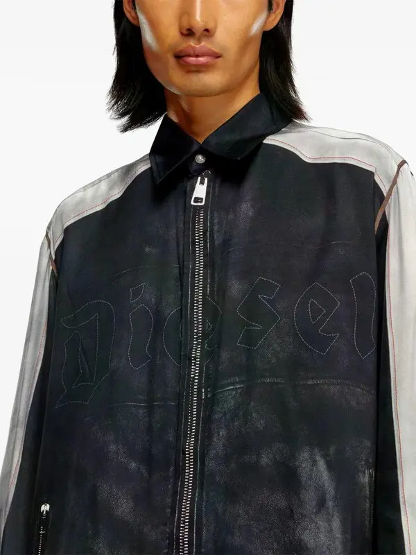 DIESEL® Logo-print Zip-up Shirt