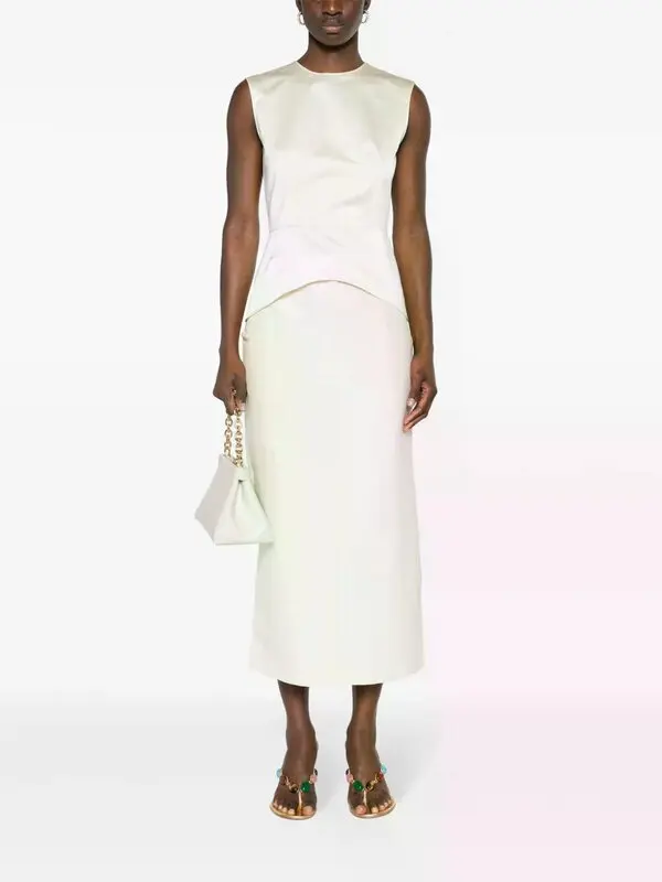 Fabiana Filippi Round-neck Sleeveless Satin Blouse - Neutrals