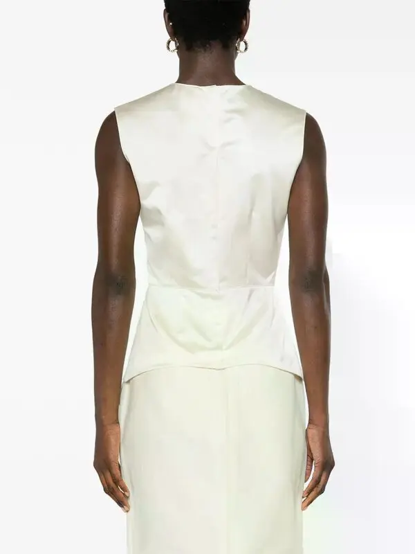 Fabiana Filippi Round-neck Sleeveless Satin Blouse - Neutrals