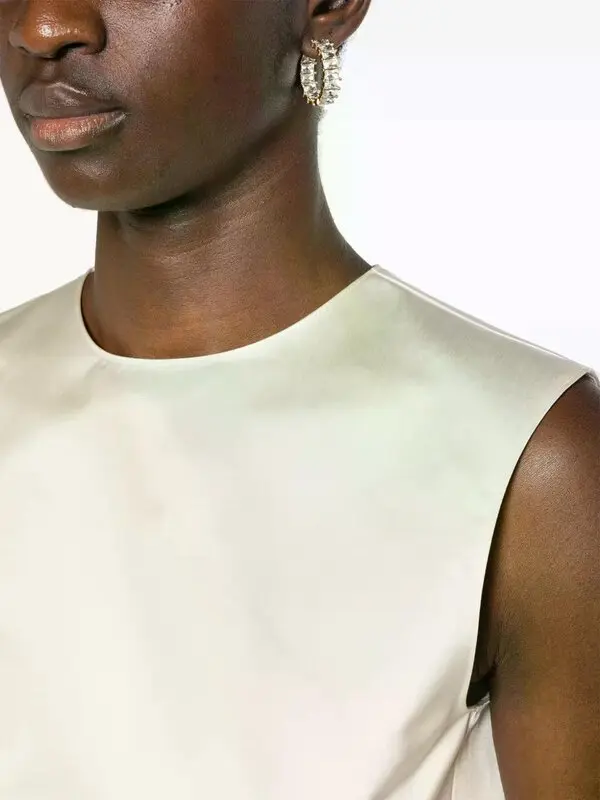 Fabiana Filippi Round-neck Sleeveless Satin Blouse - Neutrals