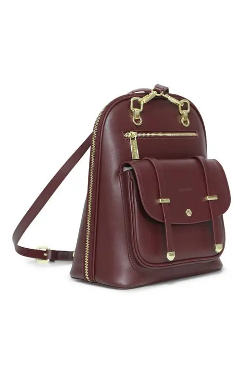 BELLE & BLOOM 5th Ave Leather Backpack - Burgundy