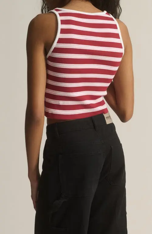 Brooklyn Industries Striped Rib Crop Tank - Garnet Stripe