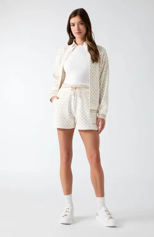 Guess Tie Waist Printed Shorts - Open White