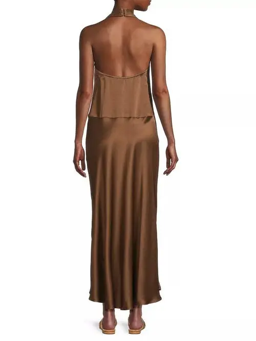 EMILIA GEORGE Giselle Satin Halter Dress