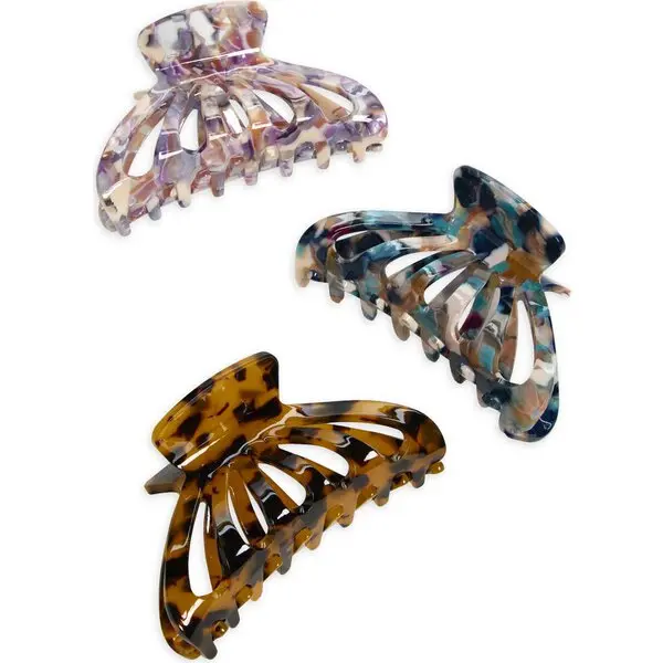 Tasha Assorted Jaw Hair Clips 3-Pack In Blue/Tortoise/Multi  display picture 1