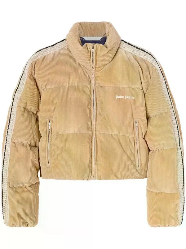 Palm Angels Corduroy Cropped Puffer Jacket - Neutrals