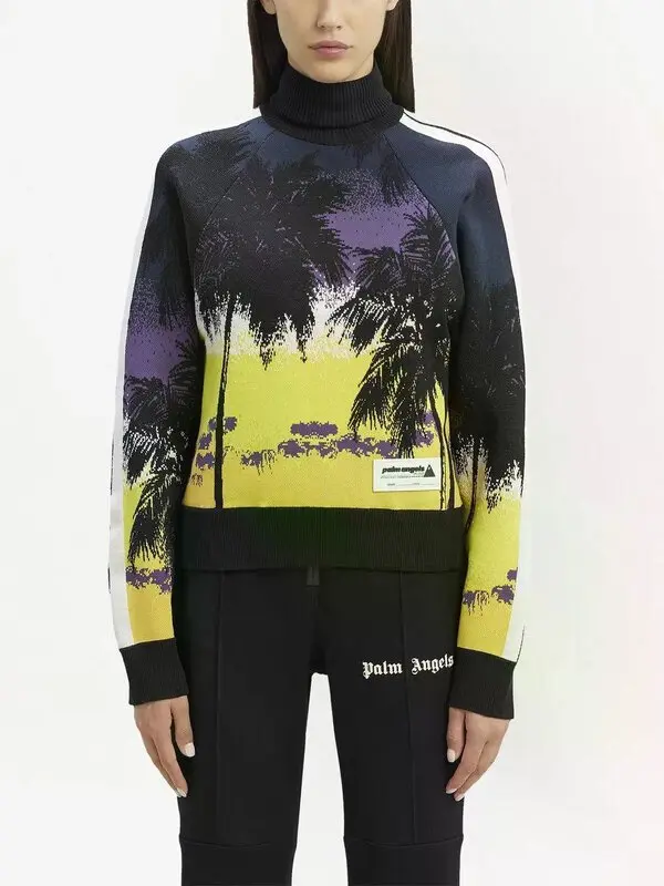 Palm Angels Sunset-print Roll-neck Jumper