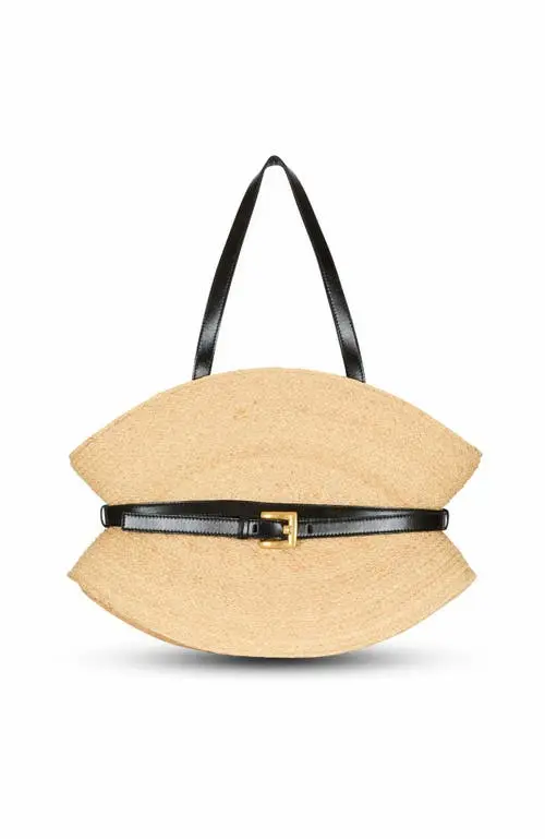 Balmain Shuffle Medium Bag In Raffia - Brown