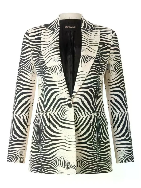 Roberto Cavalli Tiger-print Blazer - Black
