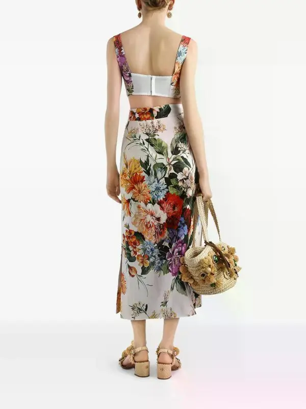 Dolce & Gabbana Floral Print High-waisted Midi Skirt