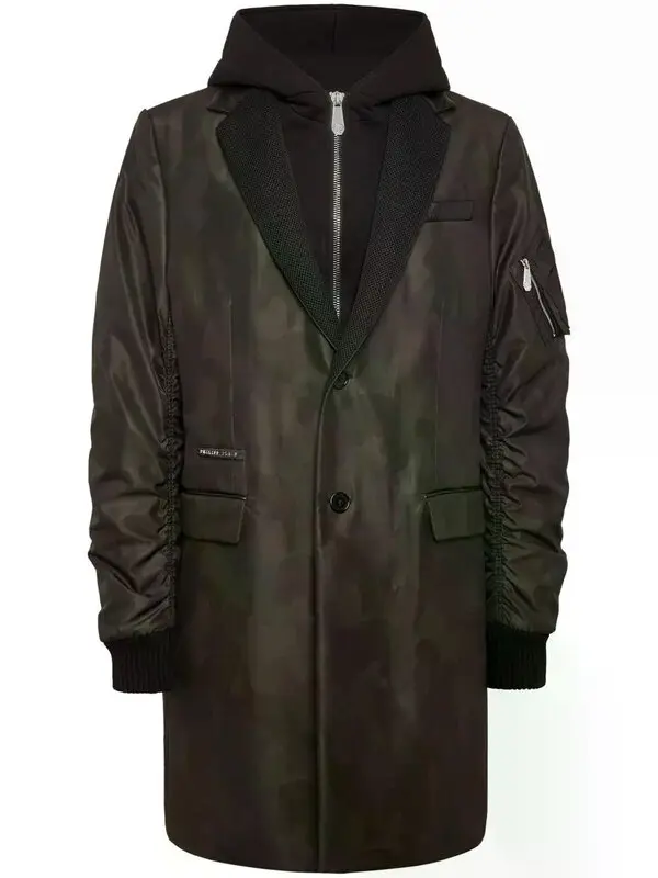 Philipp Plein Layered Camouflage-pattern Coat
