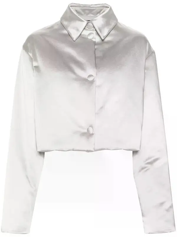 Fabiana Filippi Duchess-satin Cropped Puffer Jacket - Silver