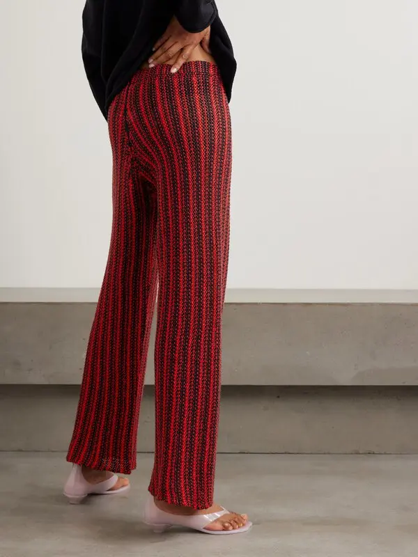 THE ELDER STATESMAN Nora Lite Open-knit Wide-leg Pants