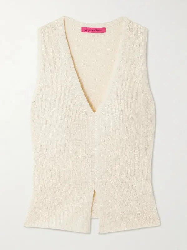 THE ELDER STATESMAN Nora Lite Ribbed Cotton Tank