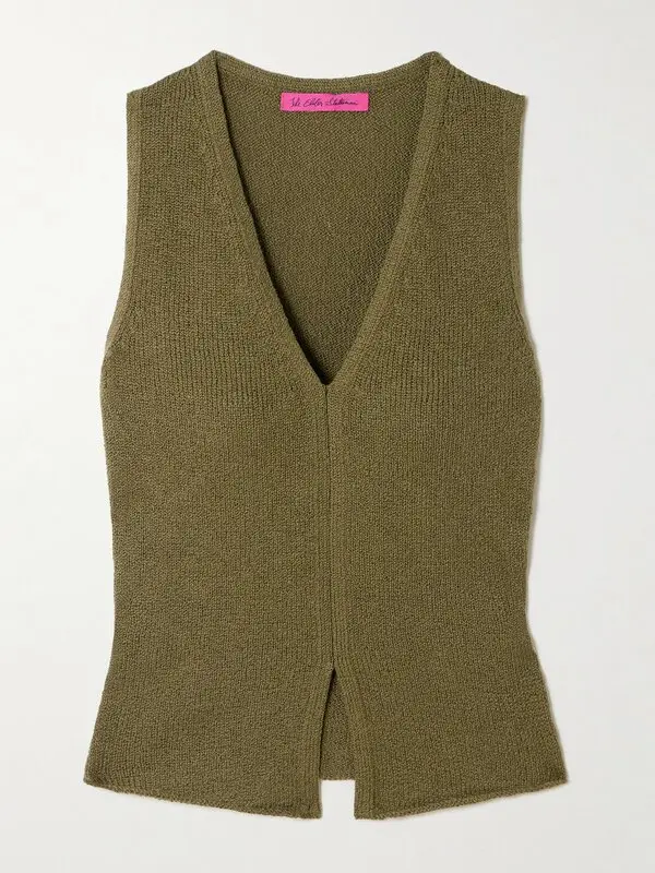 THE ELDER STATESMAN Nora Lite Ribbed Cotton Tank