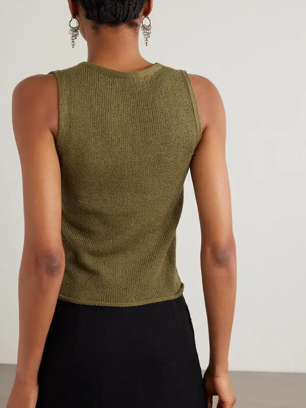 THE ELDER STATESMAN Nora Lite Ribbed Cotton Tank