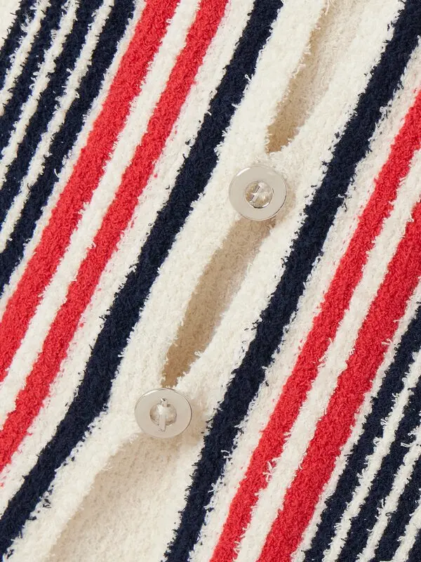 Rabanne Button-embellished Striped Cotton-blend Chenille Midi Skirt