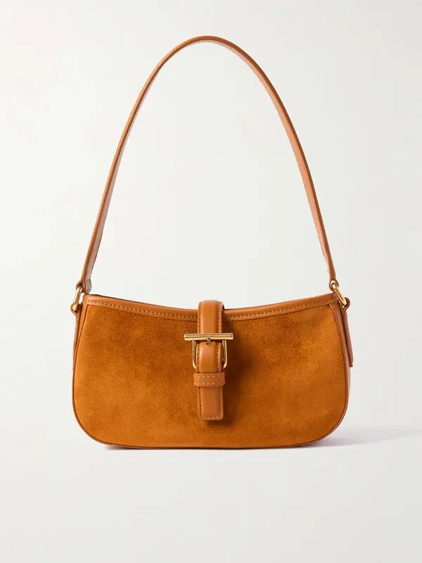 Alexander McQueen T-bar Mini Leather-trimmed Suede Shoulder Bag