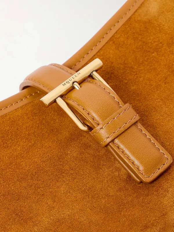 Alexander McQueen T-bar Mini Leather-trimmed Suede Shoulder Bag