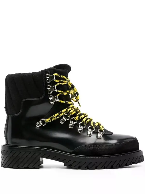 Off-White Patent Leather Ankle Boots With Signature Diag-stripe