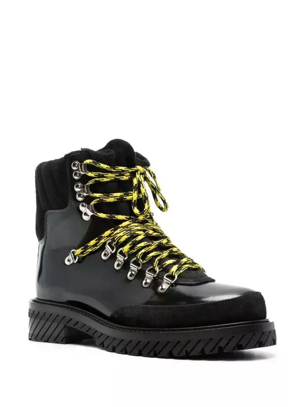 Off-White Patent Leather Ankle Boots With Signature Diag-stripe