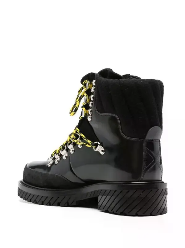 Off-White Patent Leather Ankle Boots With Signature Diag-stripe