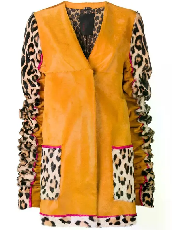 LISKA Animal Printed Sleeves Coat