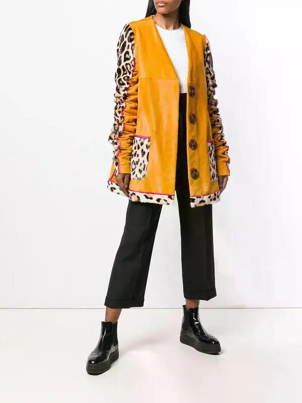 LISKA Animal Printed Sleeves Coat