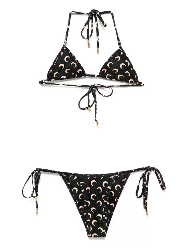 MARINE SERRE Printed Triangle Bikini Set - Black