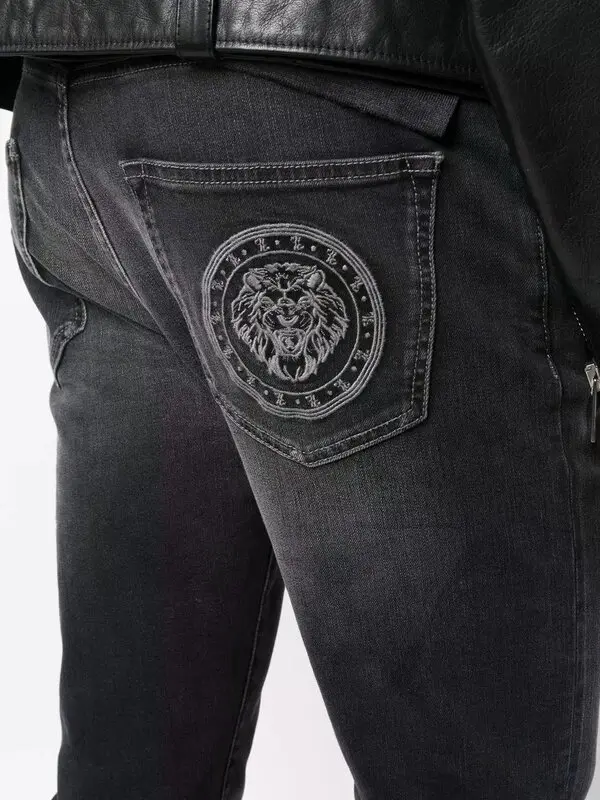 BILLIONAIRE Logo Patch Straight-leg Jeans