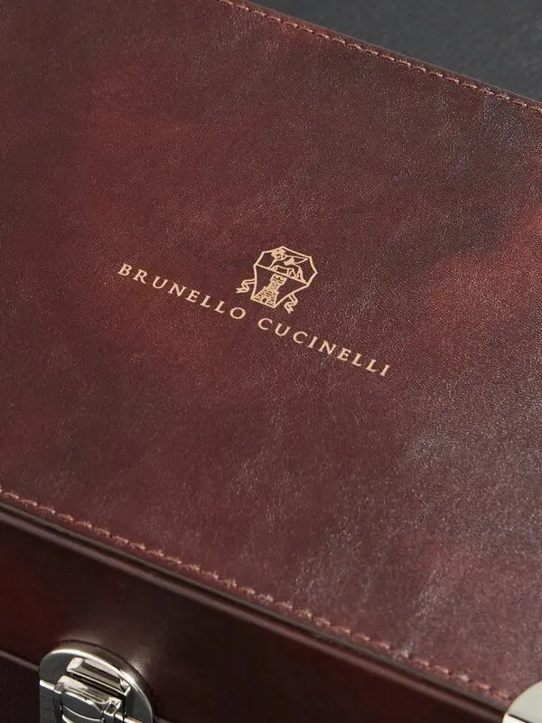 Brunello Cucinelli Full-grain Leather Eight-piece Watch Box