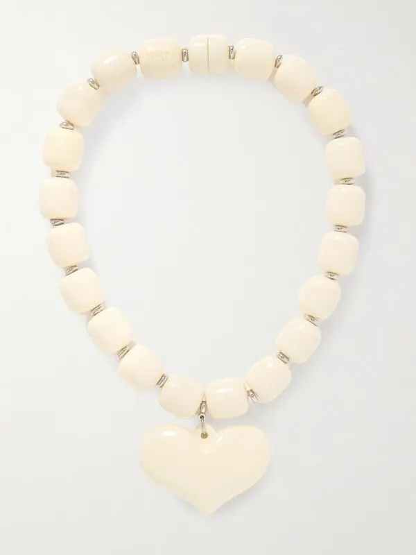JULIETTA Amore Silver-tone And Resin Necklace - Neutrals