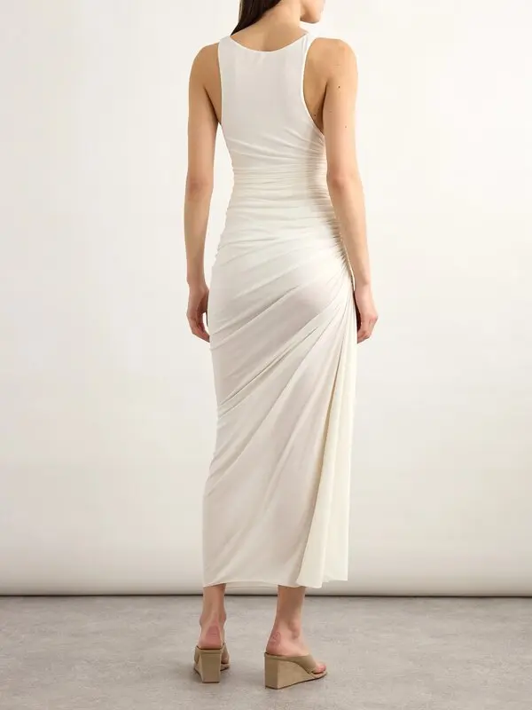 Alaïa Gathered Stretch-jersey Midi Dress - White
