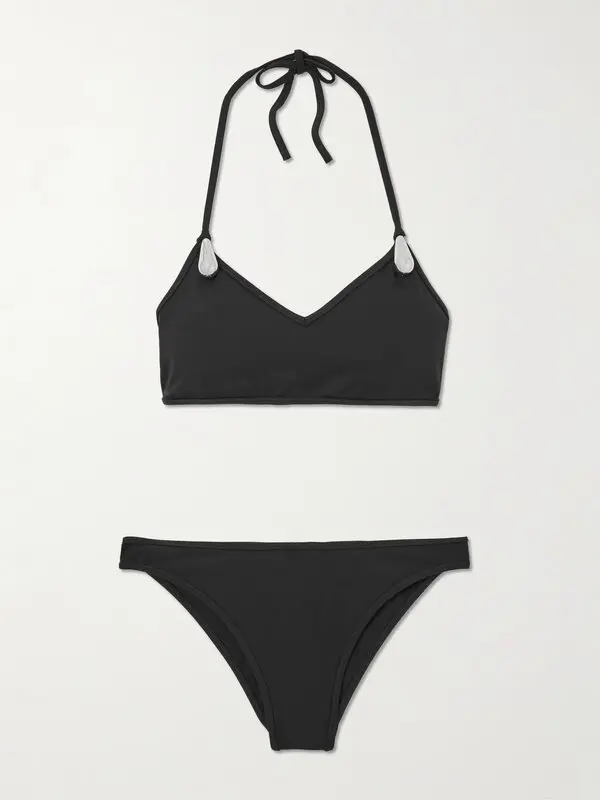Bottega Veneta Embellished Halterneck Bikini - Black