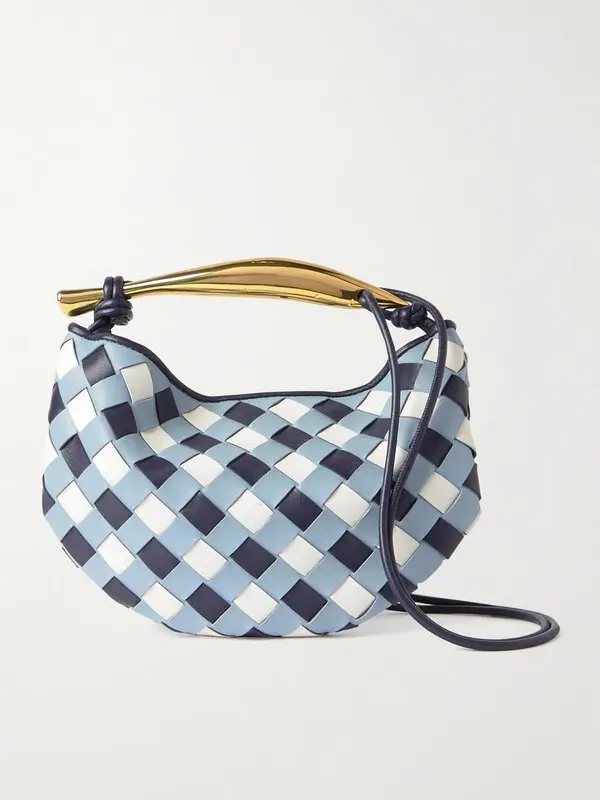 Bottega Veneta Sardine Mini Intrecciato Leather Shoulder Bag - Blue