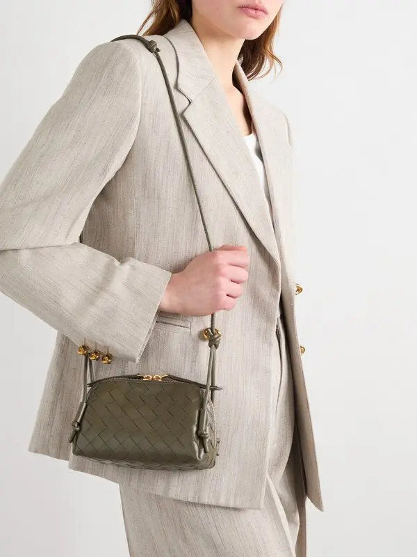 Bottega Veneta Concert Pouch Intrecciato Leather Shoulder Bag