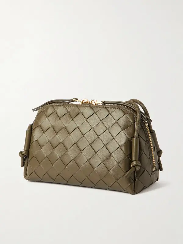 Bottega Veneta Concert Pouch Intrecciato Leather Shoulder Bag